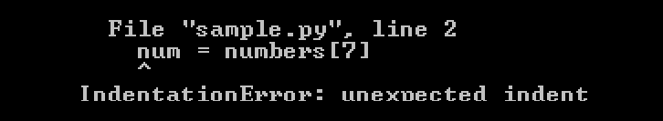 IndentationError Unexpected Indent Error
